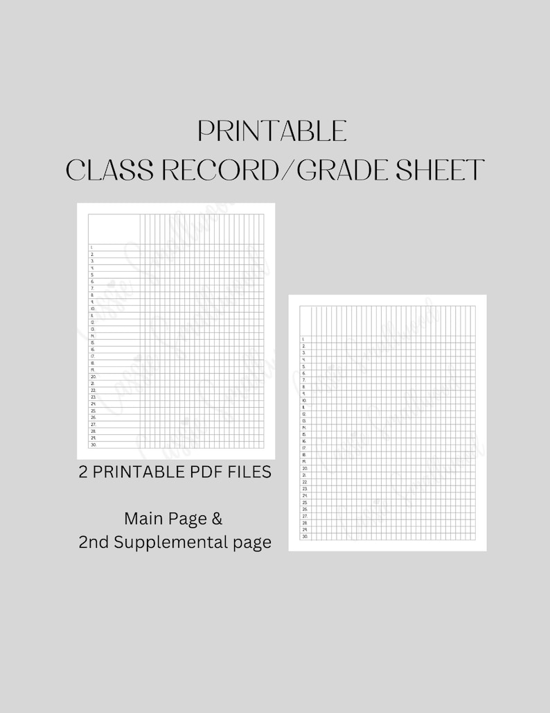 Printable Grade Sheet Class Record Checklist Elementary - Etsy