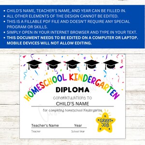 Editable Homeschool Kindergarten Graduation Certificate Template ...
