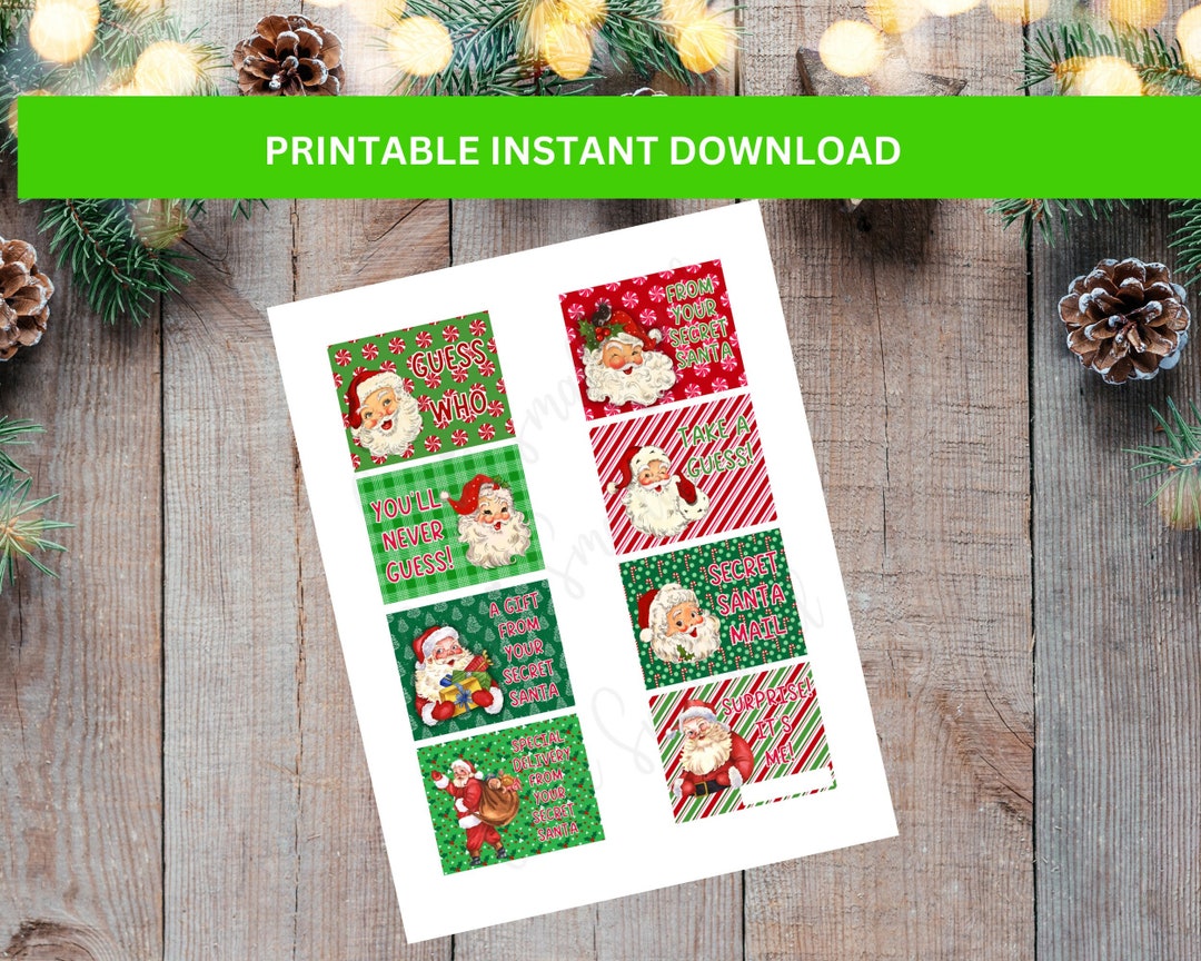 Printable Secret Santa Gift Tags for Work, Family Secret Santa Stickers ...