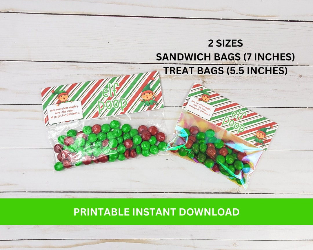 Printable Elf Poop Tags, Elf Ideas, Elf Treat Bag Toppers, Christmas ...