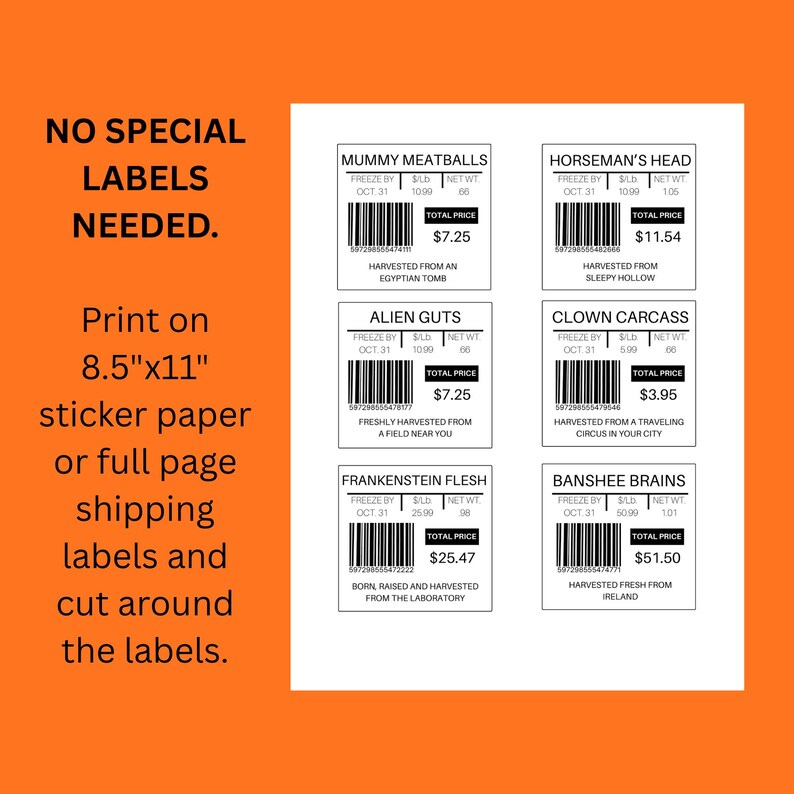 Printable Fake Meat Labels Halloween Prank, Funny Fake Food Labels ...