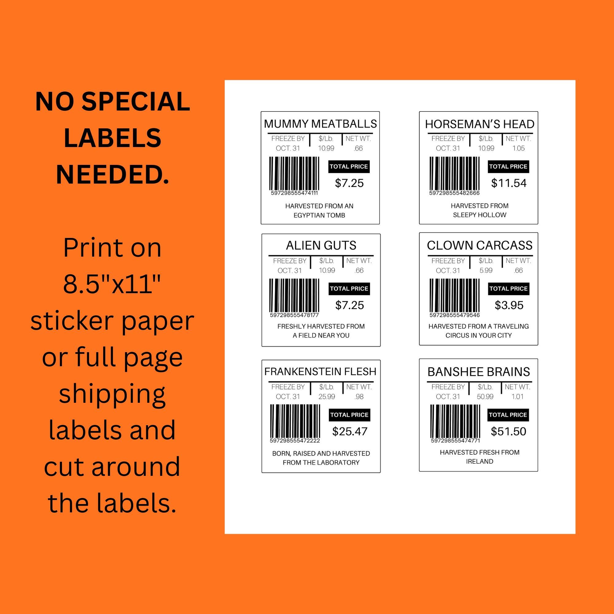 Printable Fake Meat Labels Halloween Prank, Funny Fake Food Labels ...