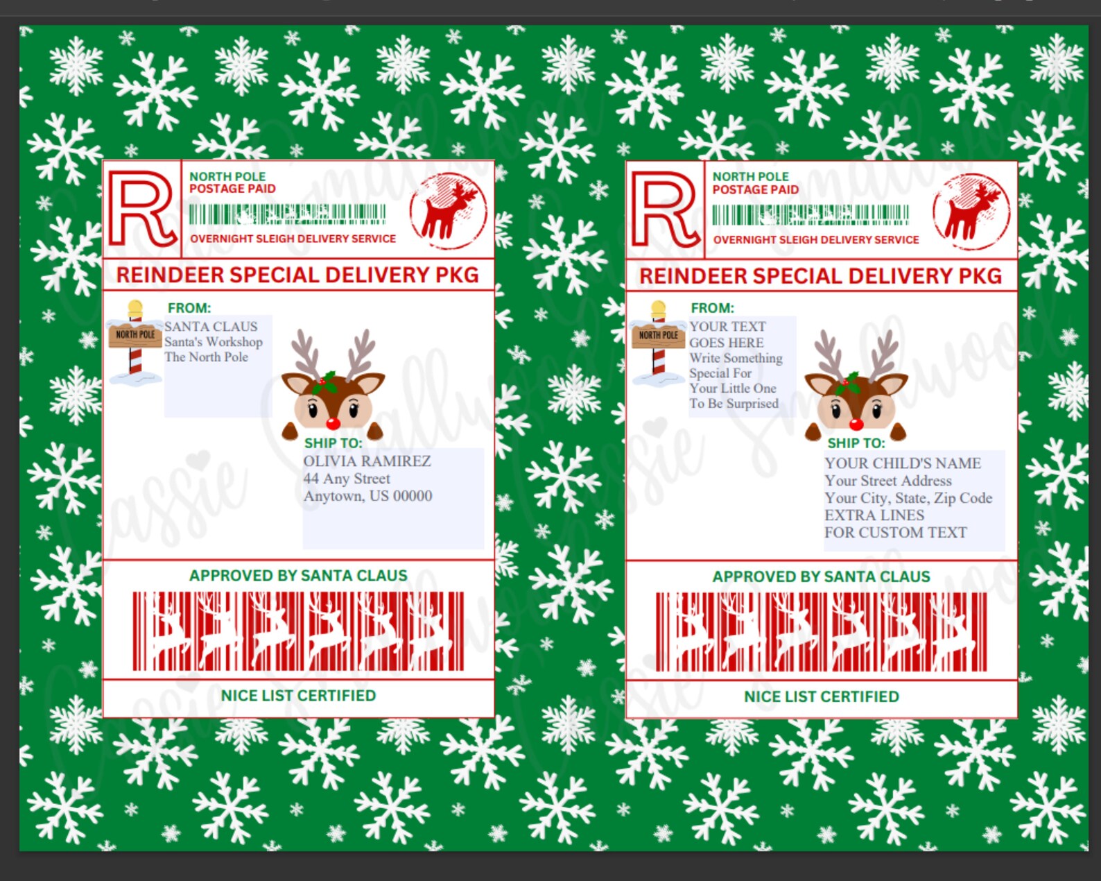 Editable North Pole Shipping Labels, Printable Santa Mail Labels ...