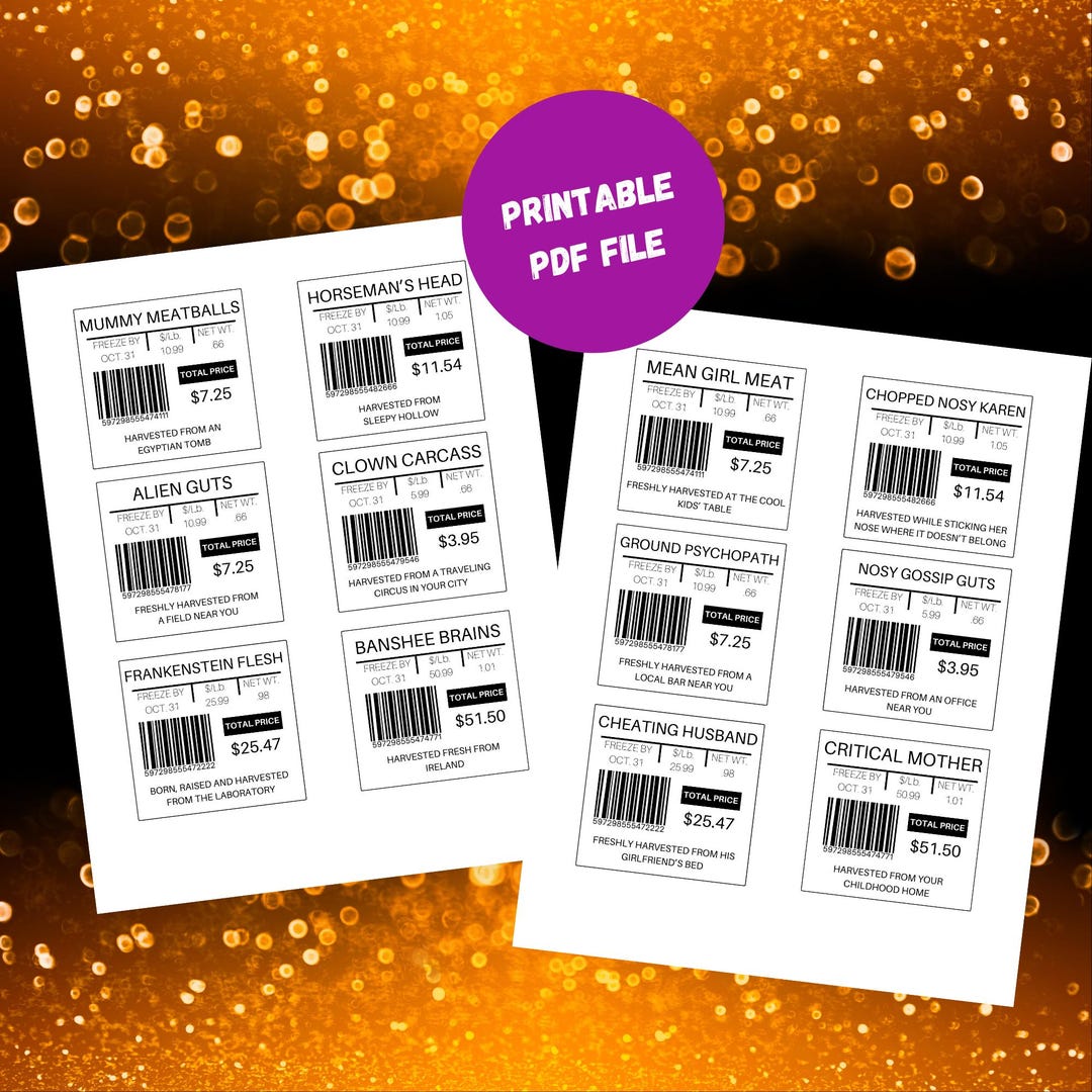 Printable Fake Meat Labels Halloween Prank, Funny Fake Food Labels ...