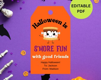 Halloween Gift Tags: Editable S'mores Treat Labels - Printable Favor - Etsy