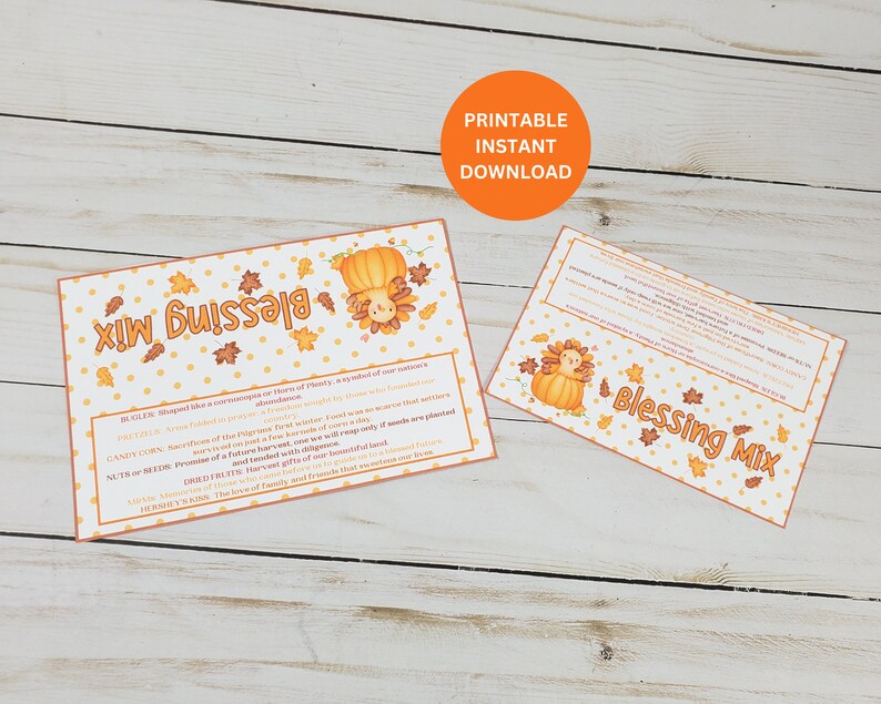 Printable Blessing Mix Bag Toppers, Happy Thanksgiving Tags, Blessing ...