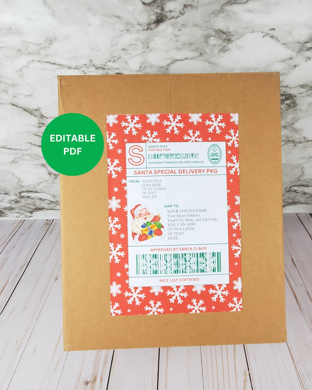 Editable Santa Mail North Pole Shipping Labels, Printable Santa Claus ...