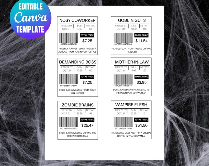 Editable Halloween Meat Labels | Printable Meat Sticker | Fake Meat ...