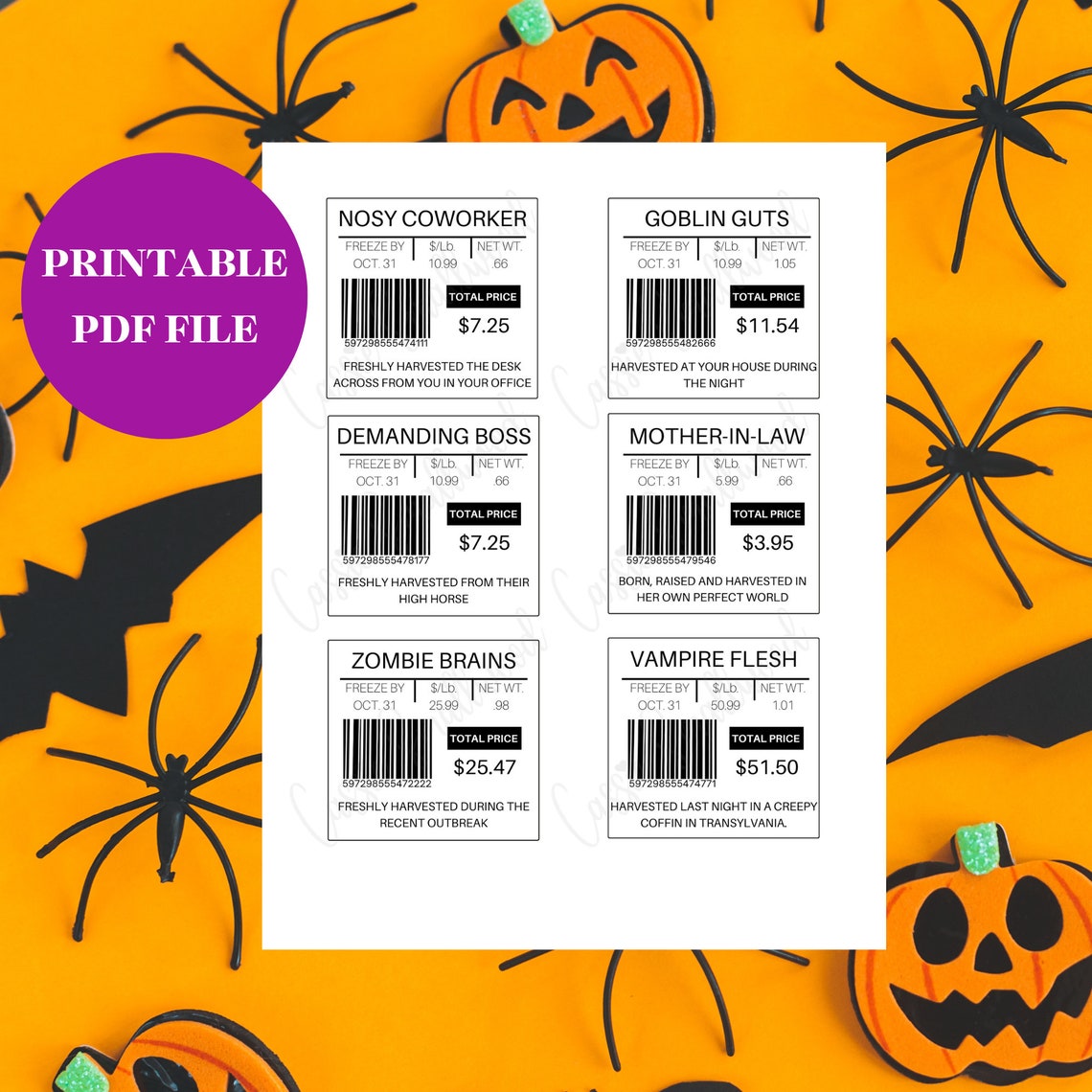 Printable Fake Meat Labels Halloween Prank Funny Fake Food - Etsy