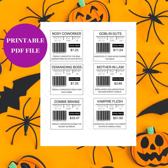 Printable Fake Meat Labels Halloween Prank Funny Fake Food - Etsy