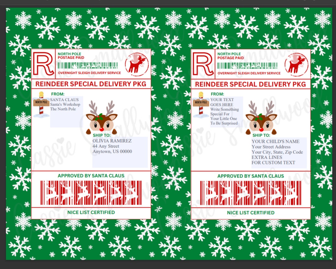 Editable North Pole Mailing Label Printable Reindeer Mail - Etsy
