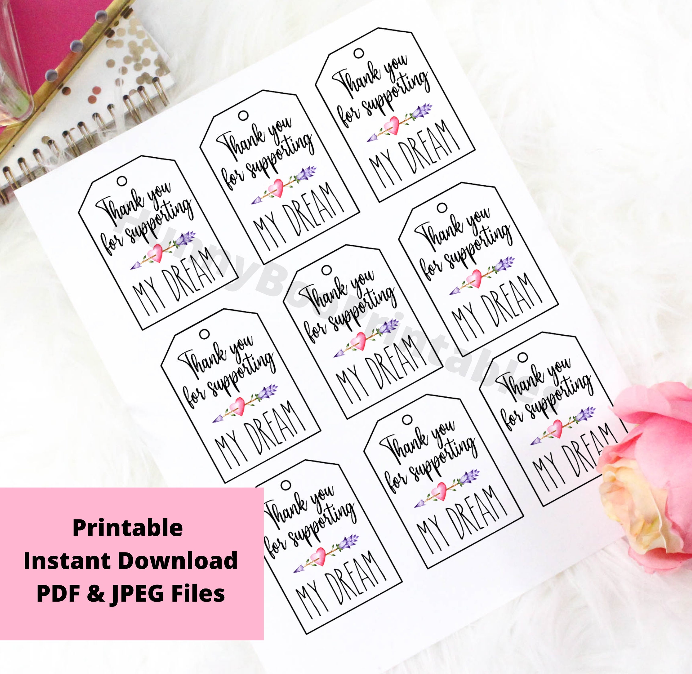 Printable Thank You Tags for Small Business, Merchandise Tag for Etsy ...