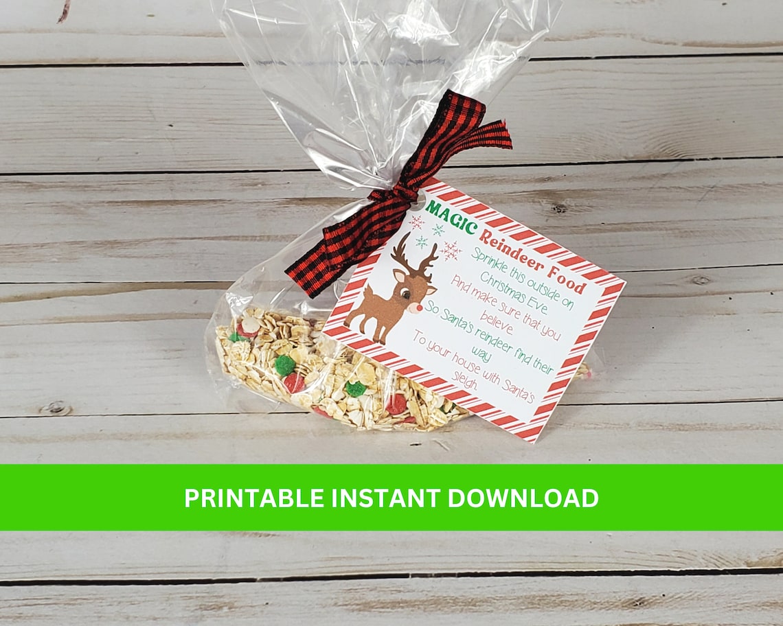 Printable Reindeer Food Tags Instant Download Magic Reindeer - Etsy