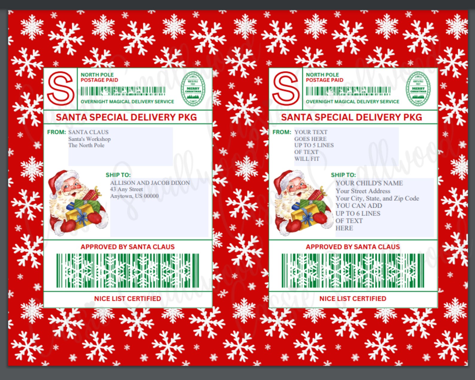 Editable North Pole Shipping Labels, Printable Santa Mail Labels ...