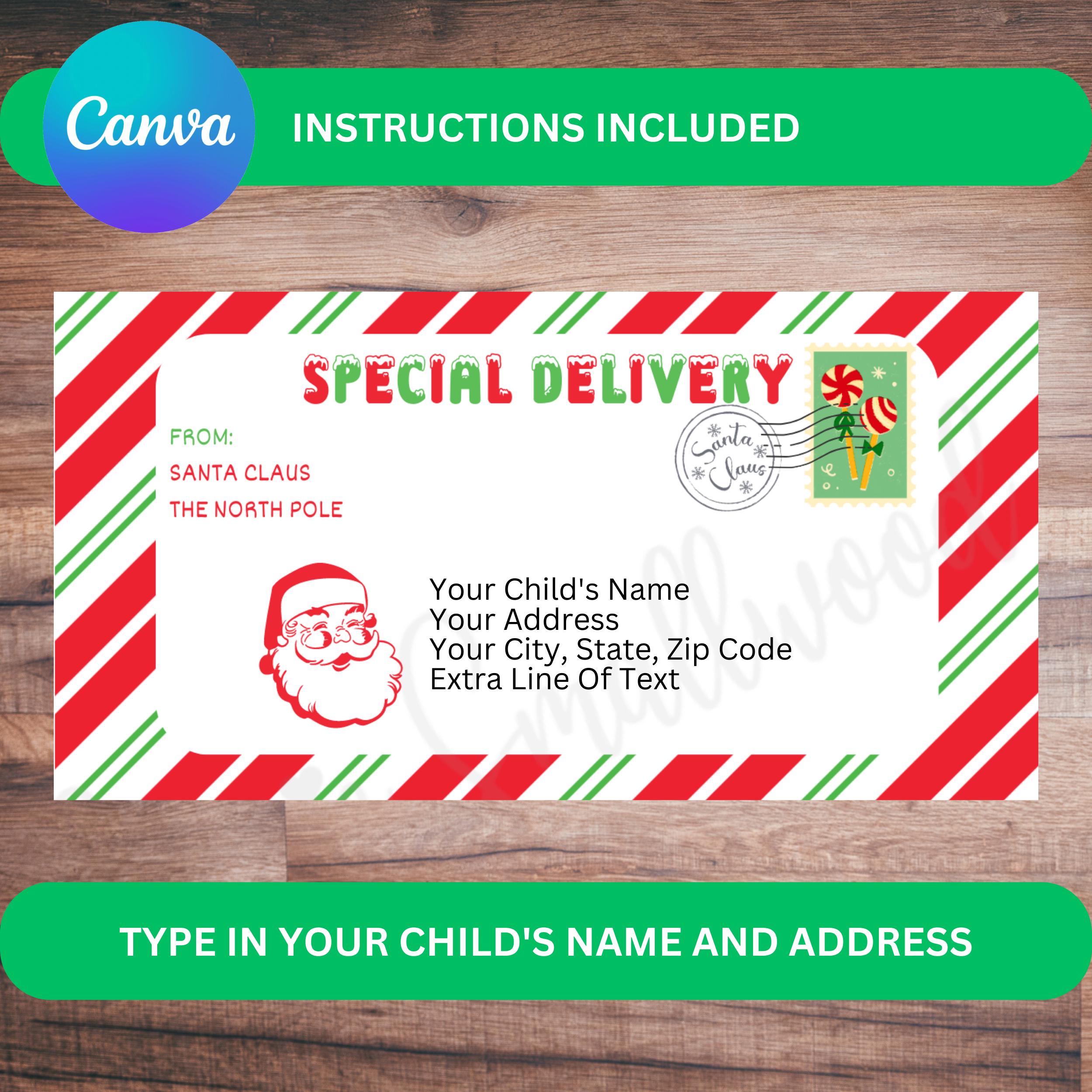 Editable Santa Envelope Template, Printable North Pole Envelope, Letter ...