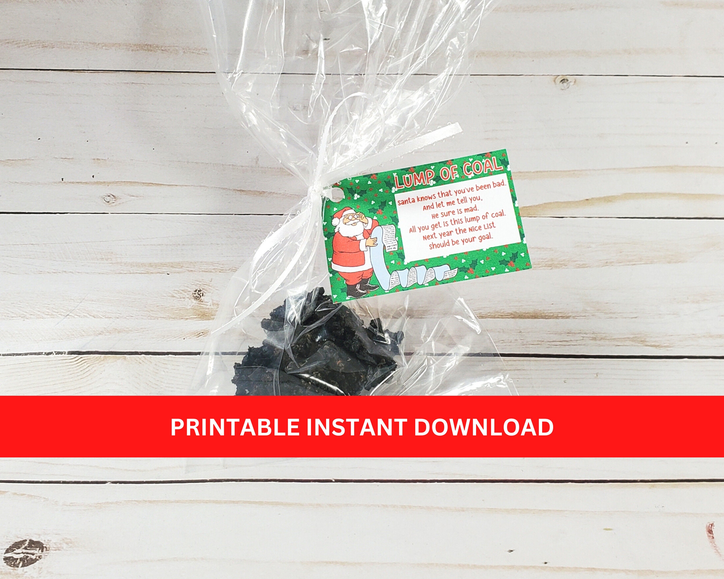 Printable Lump of Coal Tags With Poem, Instant Download Lump of Coal ...