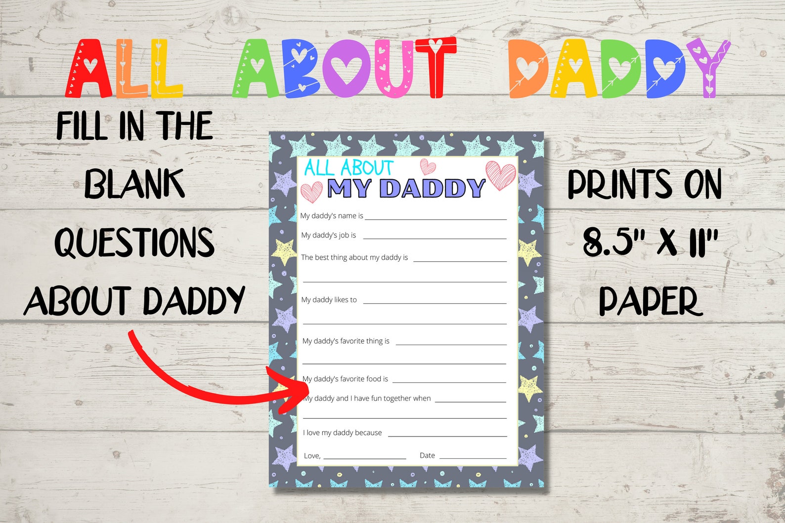 All About My Daddy Printables Instant Download Father's - Etsy