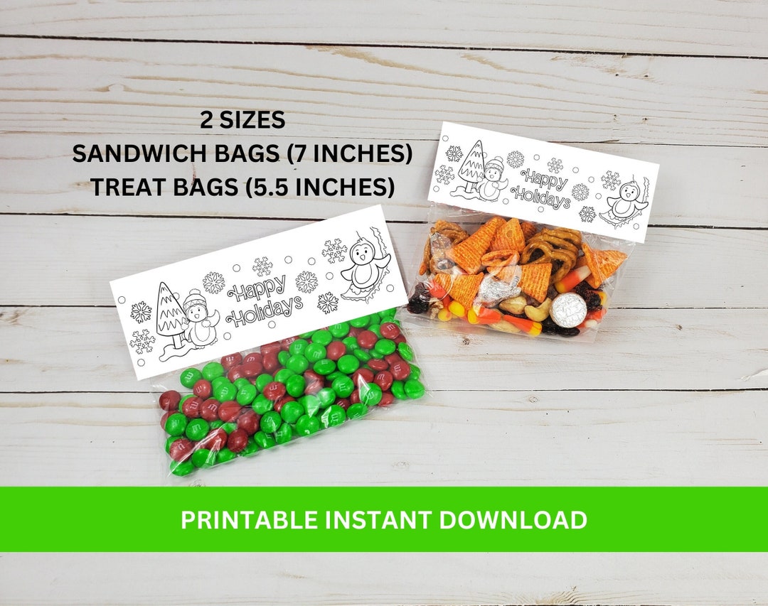 Printable Happy Holidays Bag Toppers to Color, Cute Elf Ideas, Coloring ...