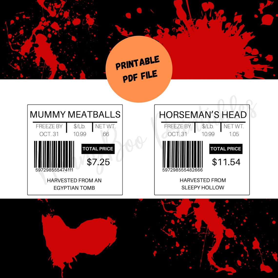 Printable Fake Meat Labels Halloween Prank, Funny Fake Food Labels ...