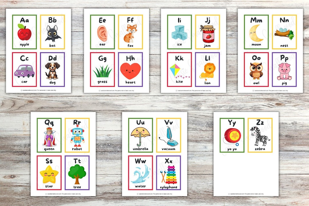 Printable Alphabet Flashcards, ABC Flash Cards, Educational Cards, A-Z ...