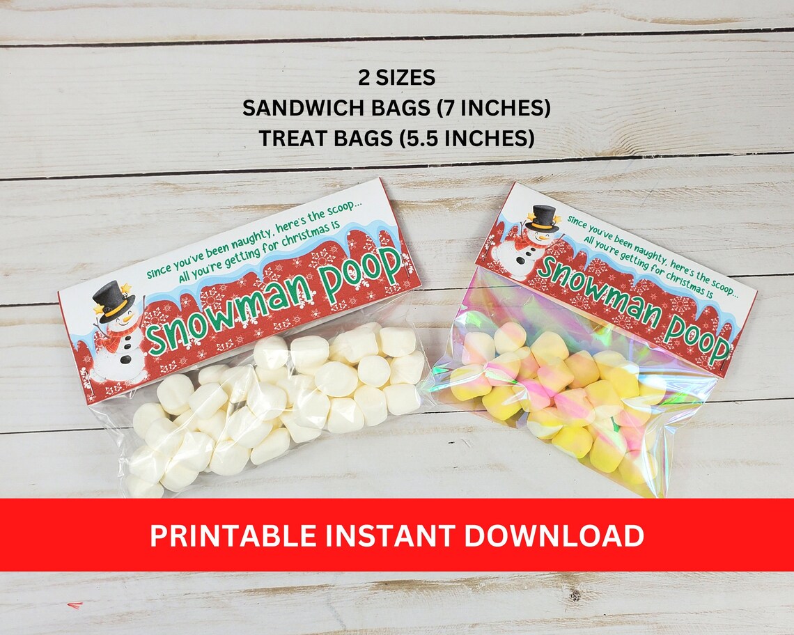 Printable Snowman Poop Bag Toppers Elf Ideas Funny Poop - Etsy