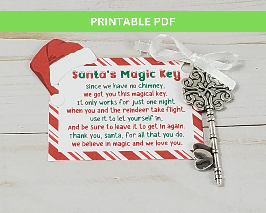 Printable Santa's Magic Key Tag With Poem, No Chimney Key Tag Digital ...