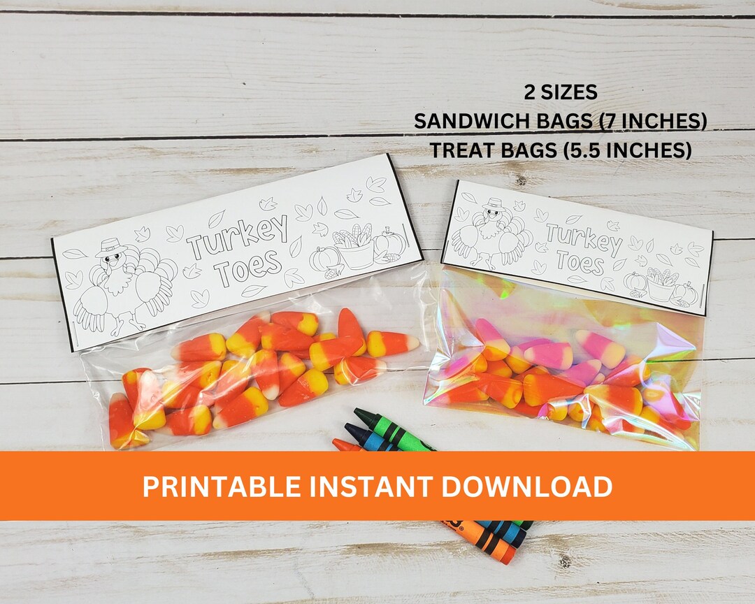 Printable Turkey Toes Bag Toppers, Happy Thanksgiving Coloring Pages ...