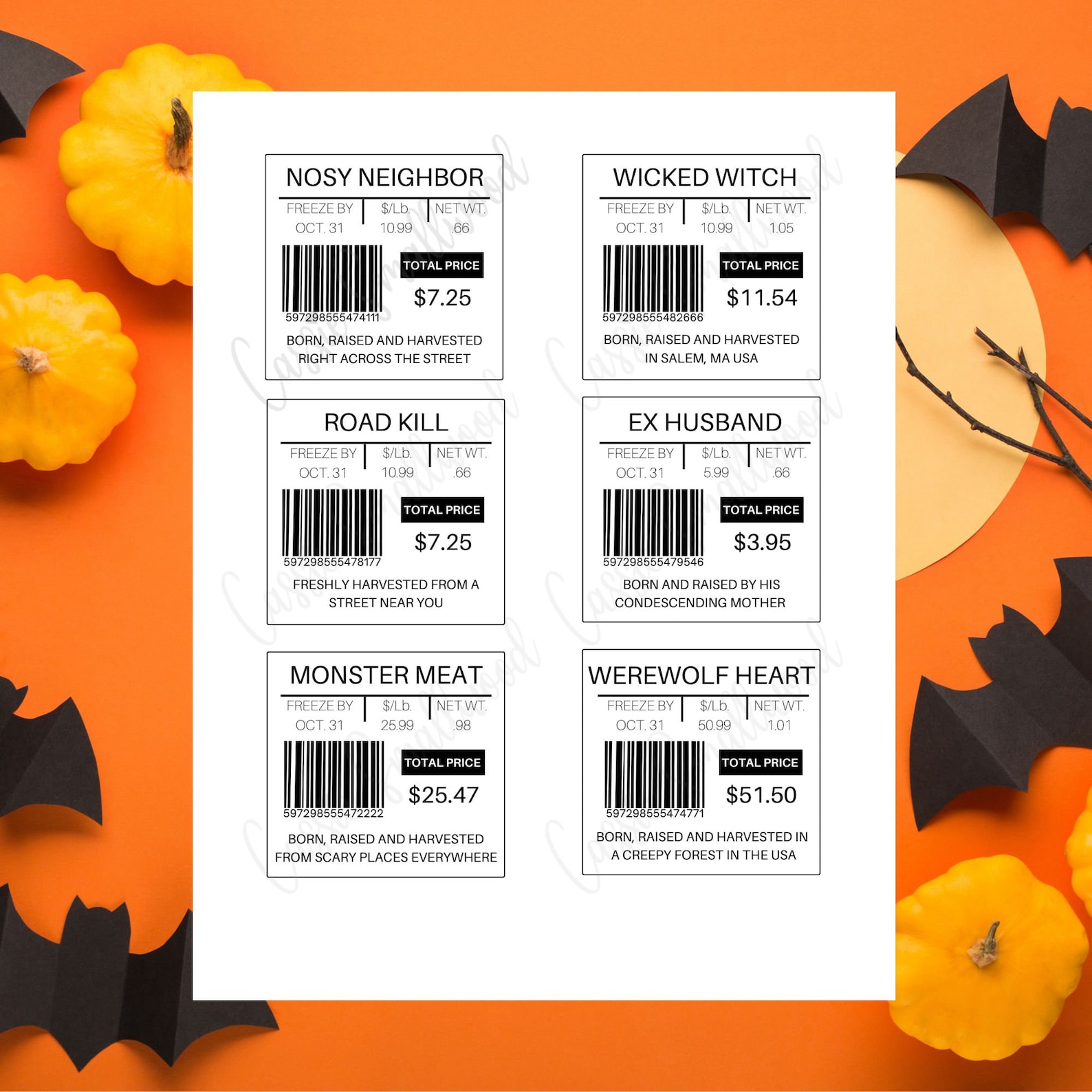 Printable Fake Meat Labels Halloween Prank, Funny Fake Food Labels ...
