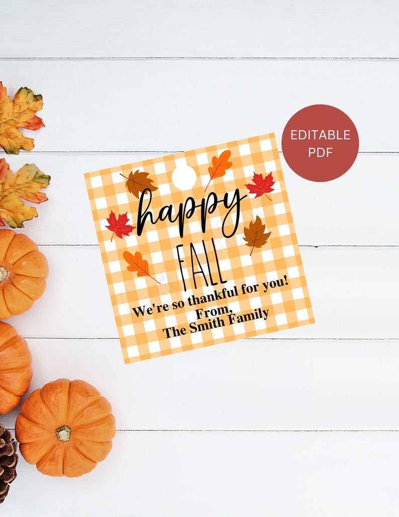 Editable Thanksgiving Favor Tag Happy Fall Gift Tag Template - Etsy