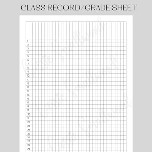 Printable Grade Sheet, Class Record Checklist, Elementary School ...