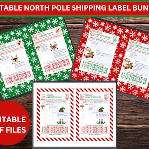 Editable North Pole Shipping Labels, Printable Santa Mail Labels ...