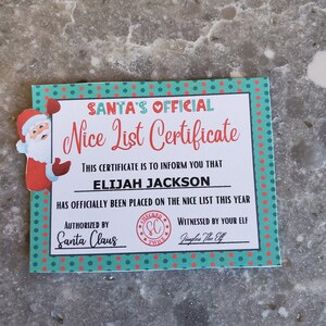 Editable Instant Download Nice List Certificate, Tiny Elf Report Card ...