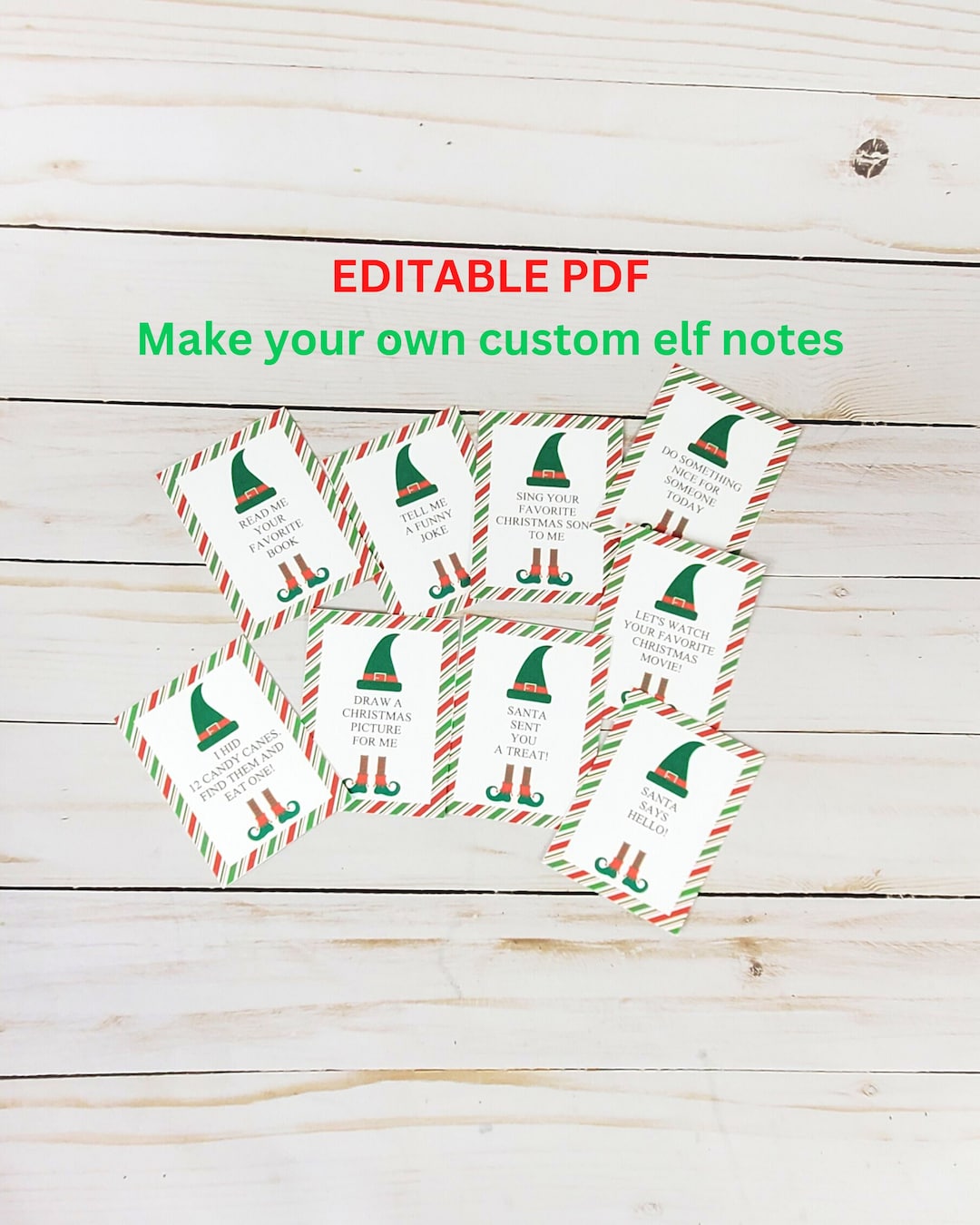 Editable Elf Note Cards, Christmas Elf Activity Cards, Printable ...