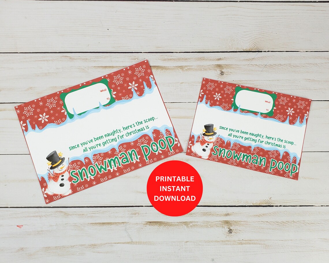 Printable Snowman Poop Bag Toppers Elf Ideas Funny Poop - Etsy