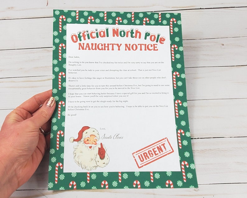 Editable Instant Download Santa Naughty Letter, Santa Claus Warning ...