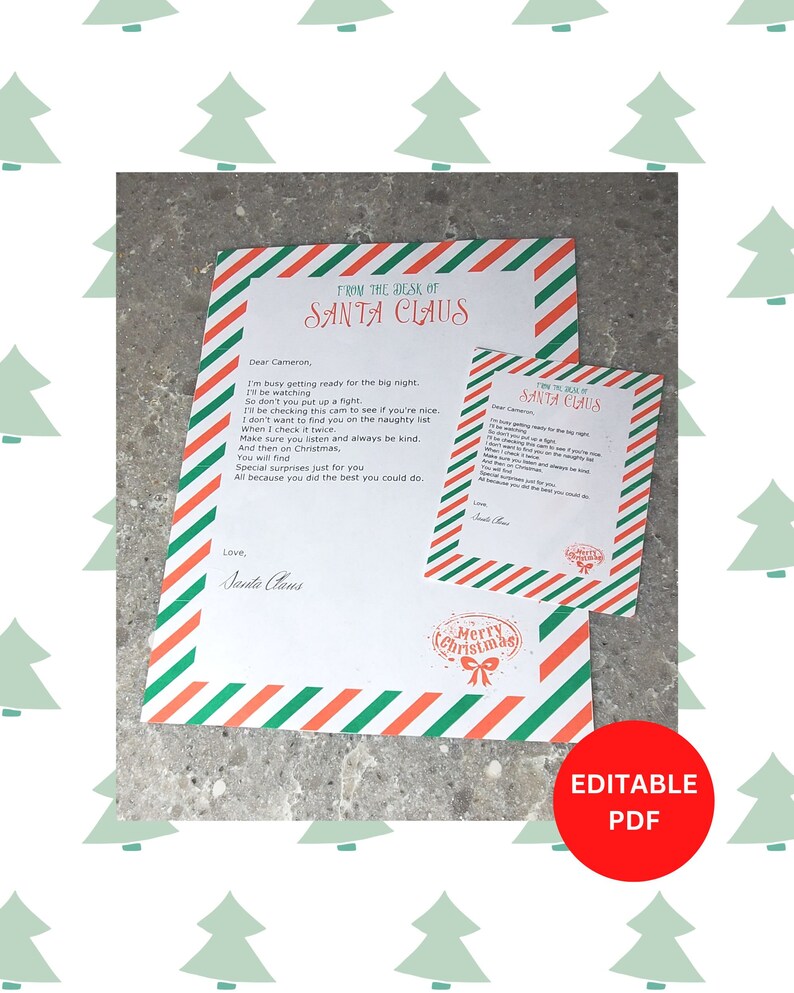 Editable Printable Santa Cam Letter From the Desk of Santa - Etsy