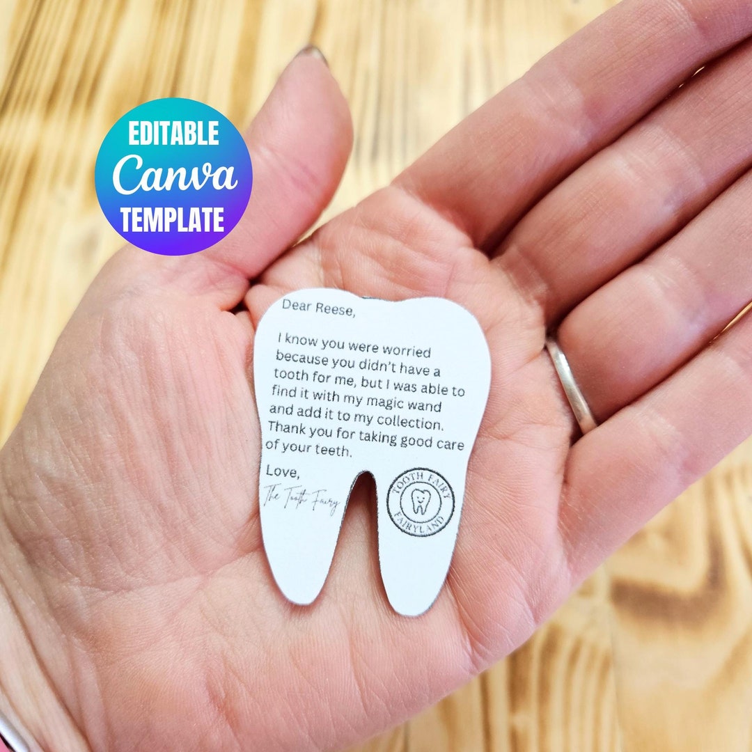 Editable Swallowed Tooth Fairy Letter Canva Template, Printable Tooth ...