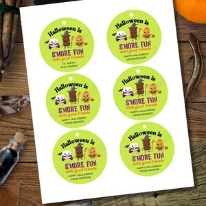 Editable Printable Halloween Smore Tags, Smores Treat Bag Tags, S'mores ...