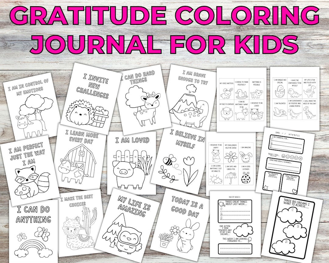 Printable Gratitude Journal for Kids, Positive Affirmations Coloring ...