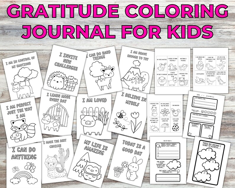 Printable Gratitude Journal for Kids, Positive Affirmations Coloring ...