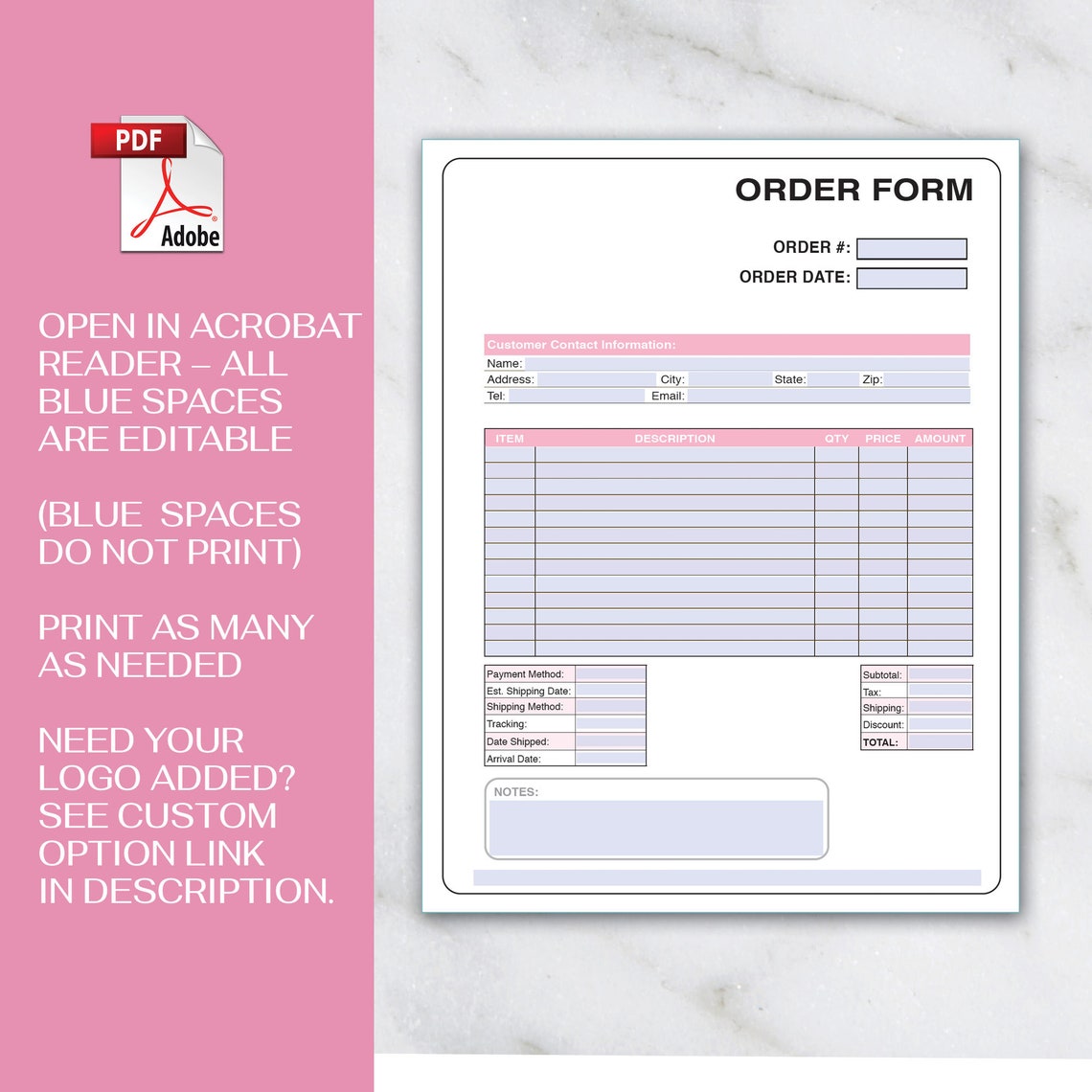 Order Form Book, Craft Order Form, Order Form Template, Printable Order ...