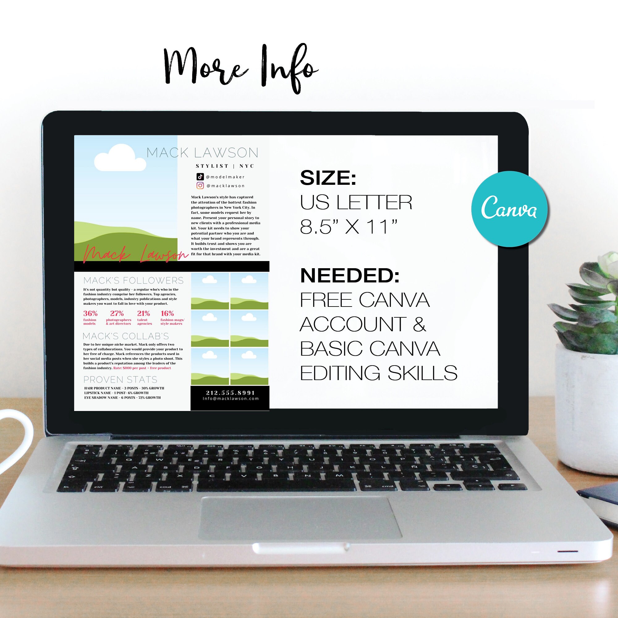One Page Media Kit Template, Influencer Media Kit, Blog Kit, Media Kit ...