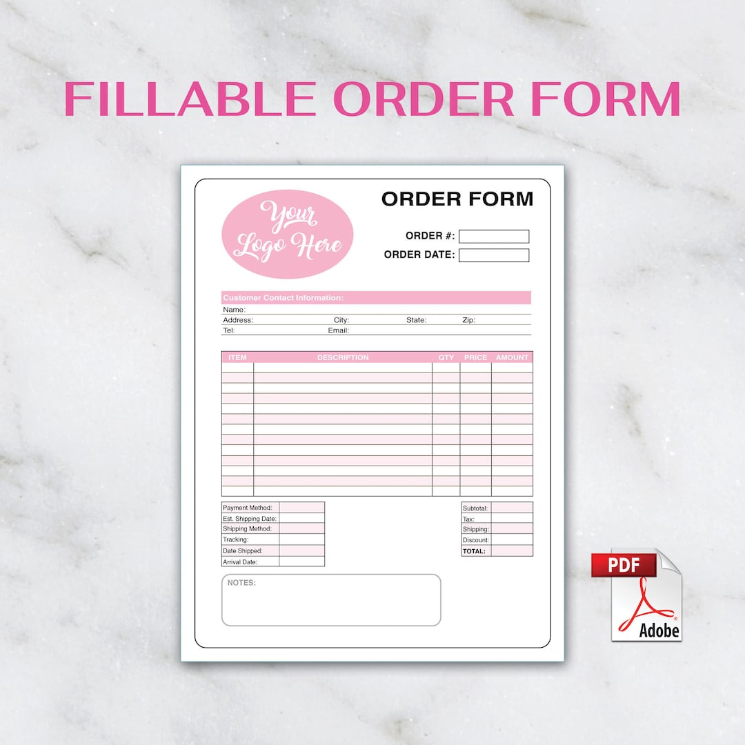 Order Form Book, Craft Order Form, Order Form Template, Printable Order ...