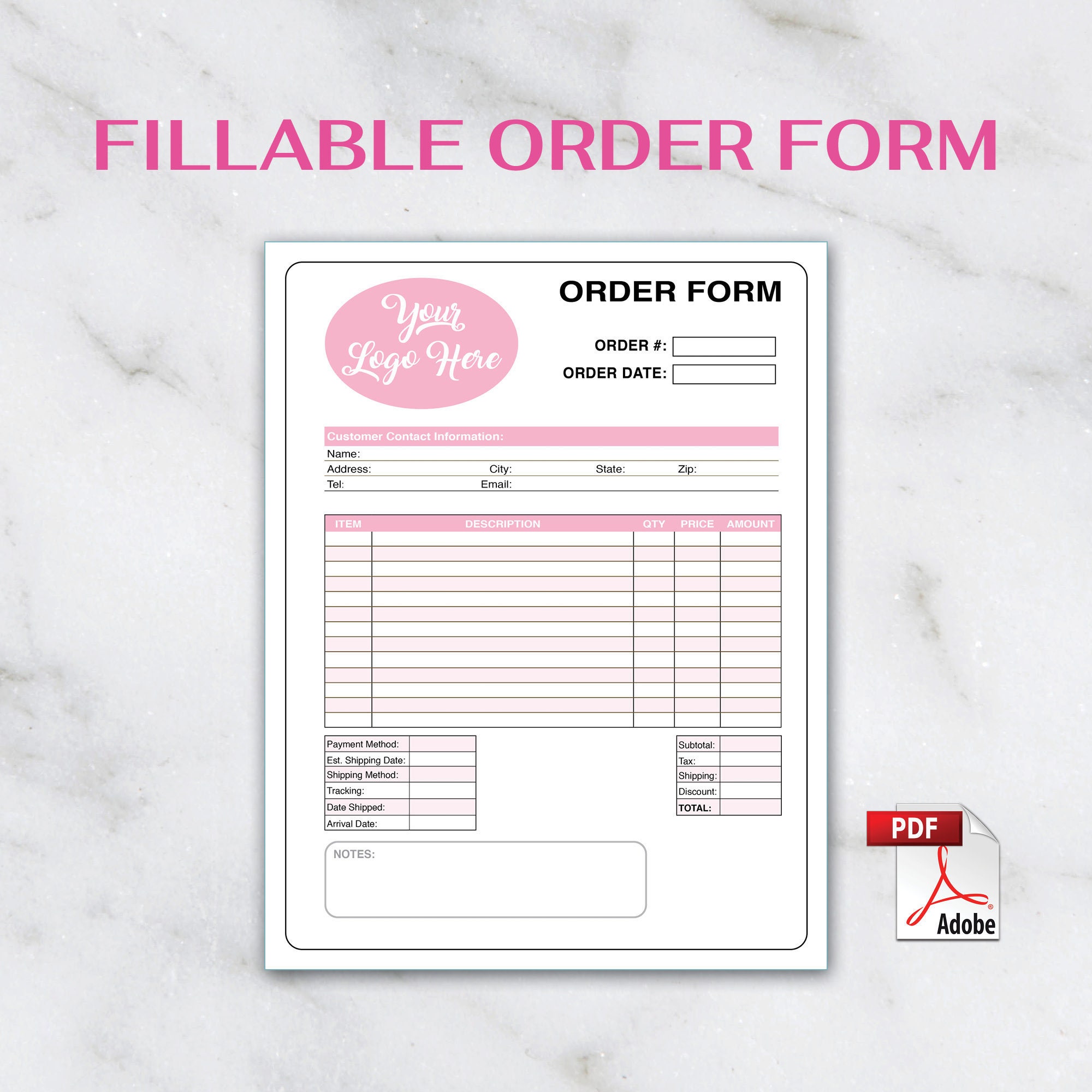 Order Form Book, Craft Order Form, Order Form Template, Printable Order ...