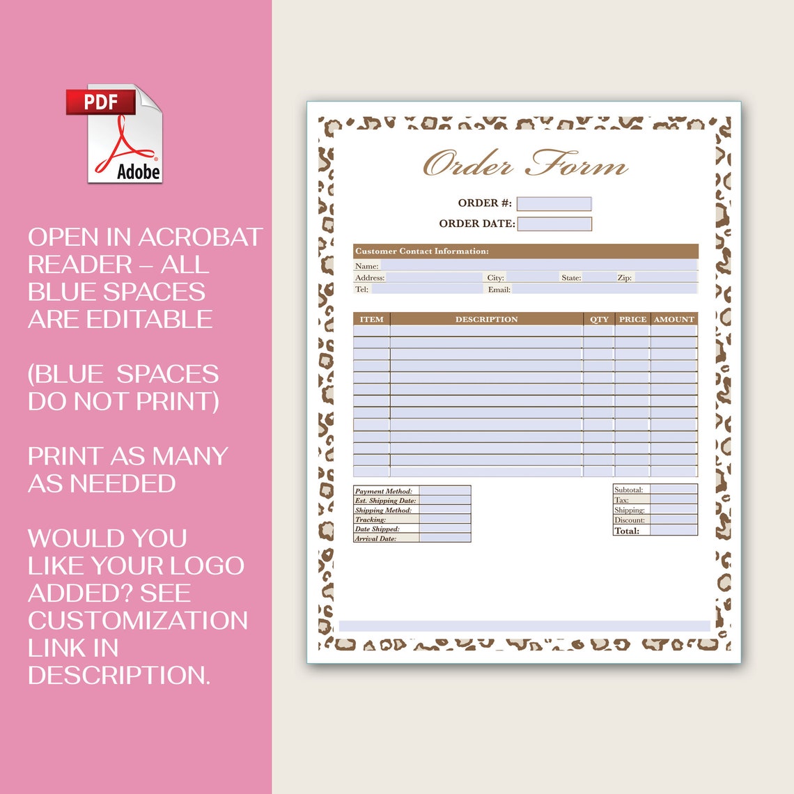 Order Form Book Order Status Order Form Template - Etsy