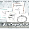 Certificate Award Word Doc Templates, Word Document Certificate, DIY ...