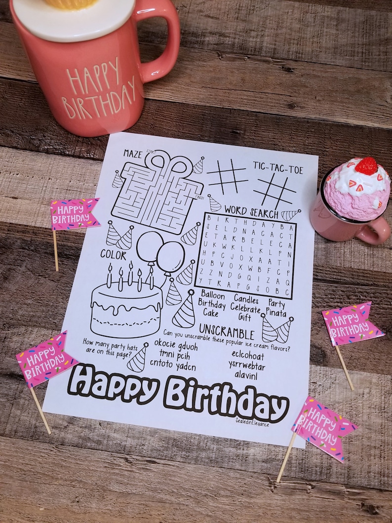 Happy Birthday Activity Page, Kids Activities, Birthday Coloring Page ...