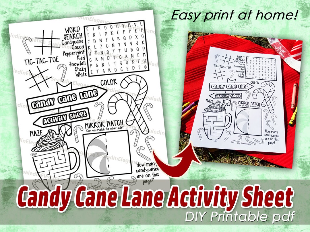 Candy Cane Lane Activity Sheet, Christmas Activity Sheets, Holiday Kids ...