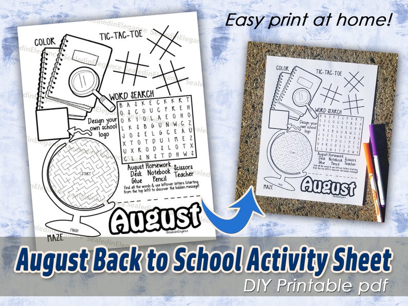 August Back to School Activity Sheets, Kids Activities, Waiting Room ...