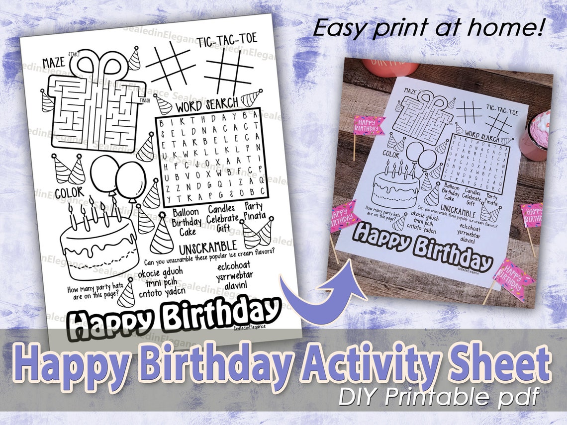 Happy Birthday Activity Page, Kids Activities, Birthday Coloring Page ...
